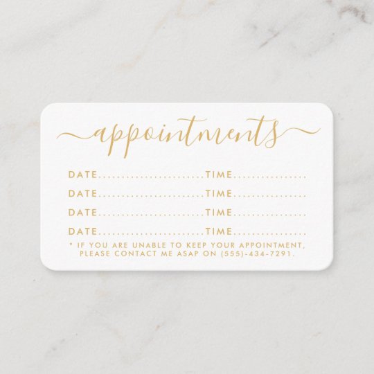 Simple Script Appointment Card - Gold & White | Zazzle.com