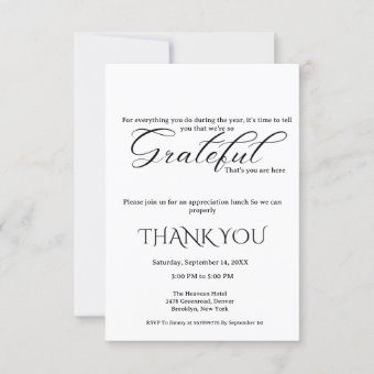 Simple script appreciation party ,grateful party invitation | Zazzle