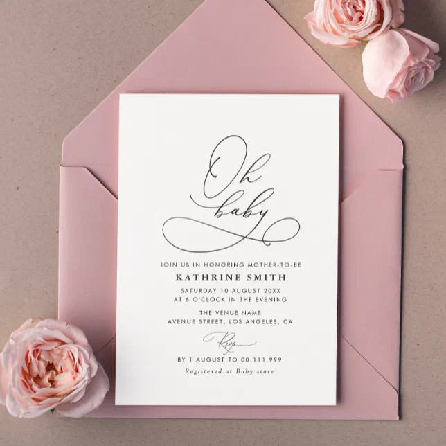 simple script baby shower invitation | Zazzle
