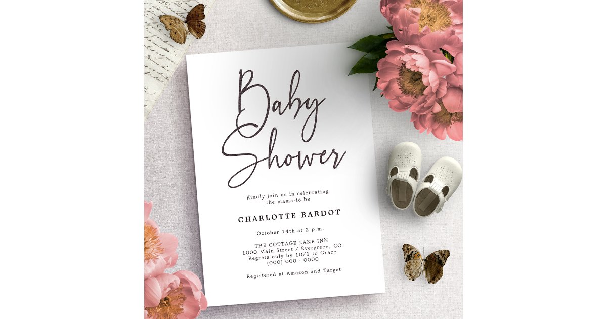 Simple Script Baby Shower Invitation | Zazzle