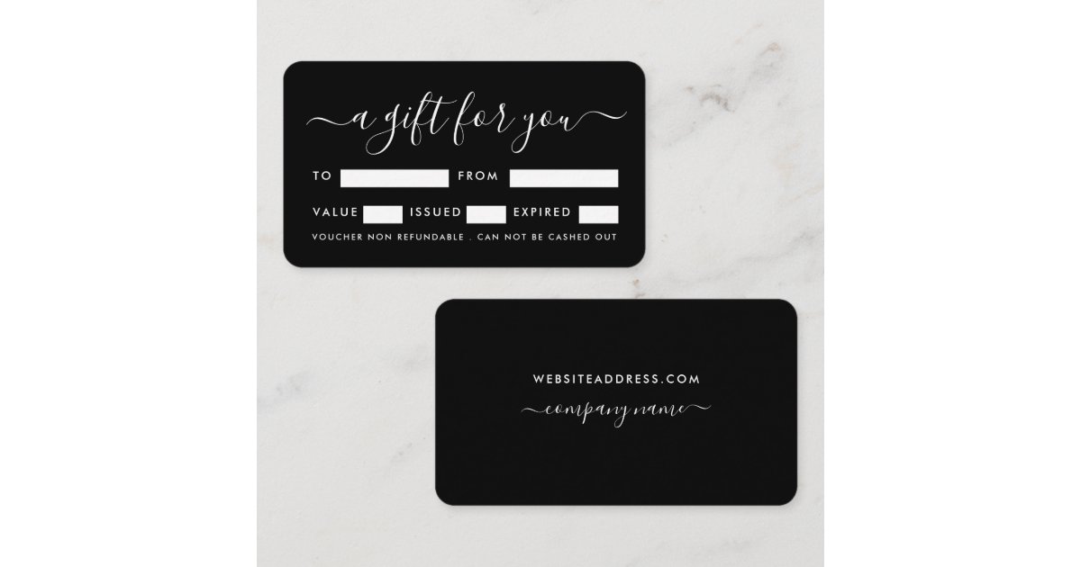 Simple Script - Black & White Gift Certificates | Zazzle