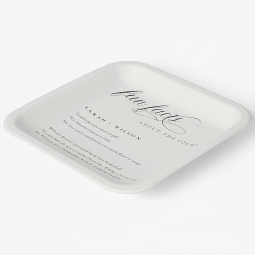 Simple Script Black White Wedding Fun Facts Paper Plates | Zazzle Simple Script Black White Wedding Fun Facts Paper Plates | Zazzle