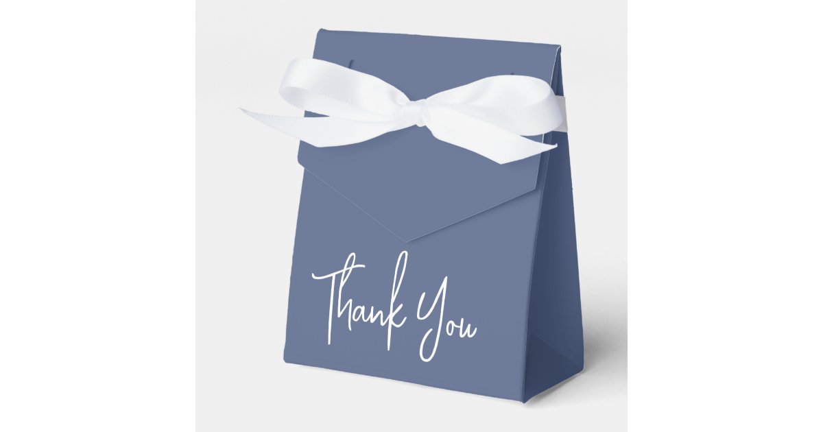Simple Script Blue Thank You Favor Box | Zazzle