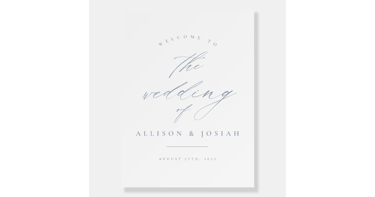 Simple Script Blue Wedding Welcome Foam Board | Zazzle