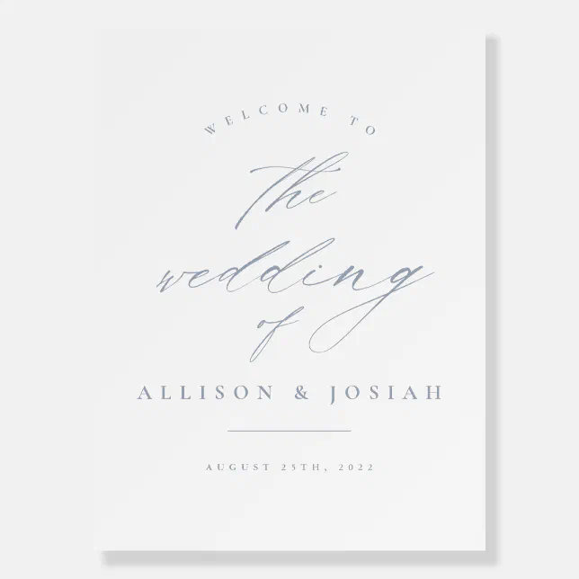 Simple Script Blue Wedding Welcome Foam Board | Zazzle