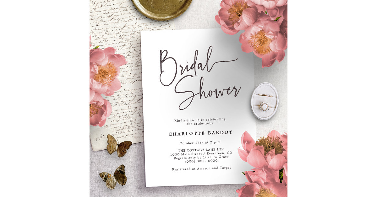Simple Script Bridal Shower Invitation | Zazzle