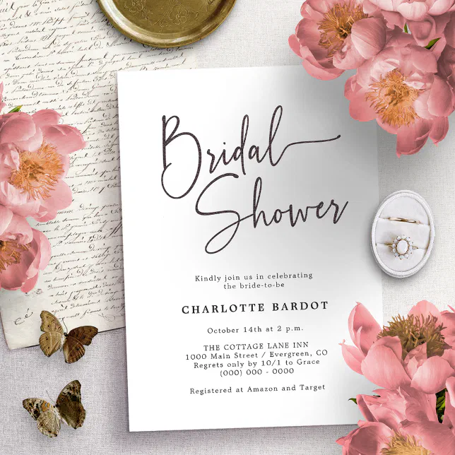 Simple Script Bridal Shower Invitation | Zazzle