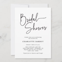 Simple Script Bridal Shower Invitation | Zazzle