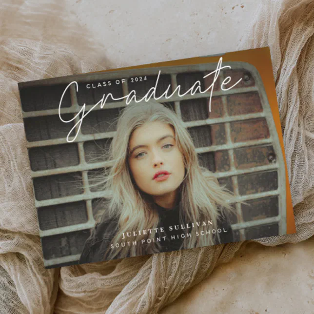 Simple Script Budget Photo Graduation Invitation | Zazzle