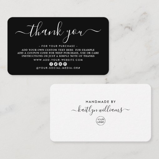 Simple Script Business Thank You Cards | Zazzle