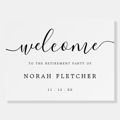 Simple Script Calligraphy Retirement Party Welcome Foam Board | Zazzle