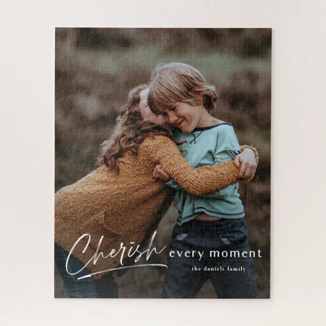 Simple Script Cherish Every Moment Photo Jigsaw Puzzle | Zazzle