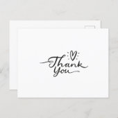 Simple Script Cute Heart Thank You Postcard | Zazzle