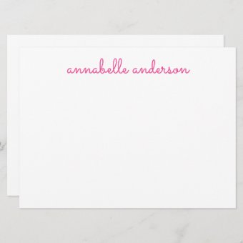 Simple Script Cute Pink Personalized Notecard | Zazzle