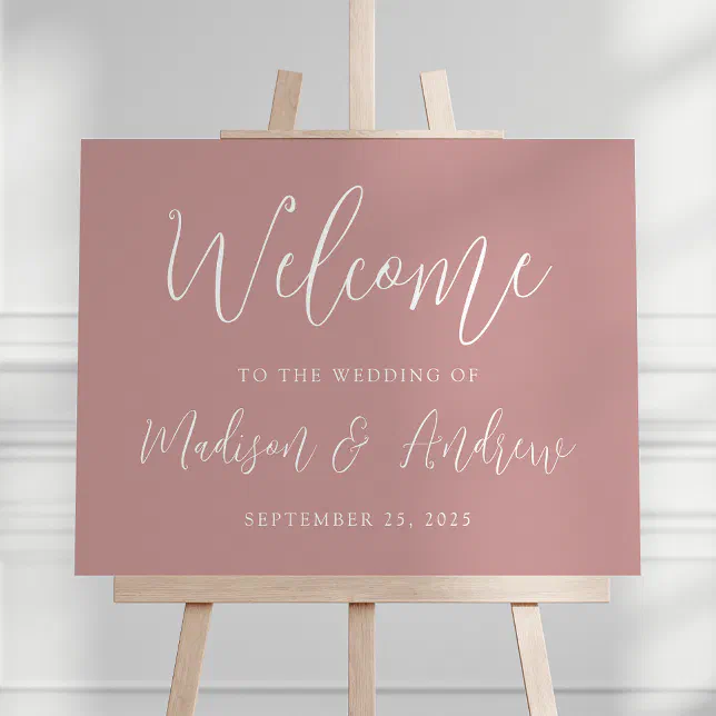 Simple Script Dusty Rose Wedding Welcome Foam Board | Zazzle