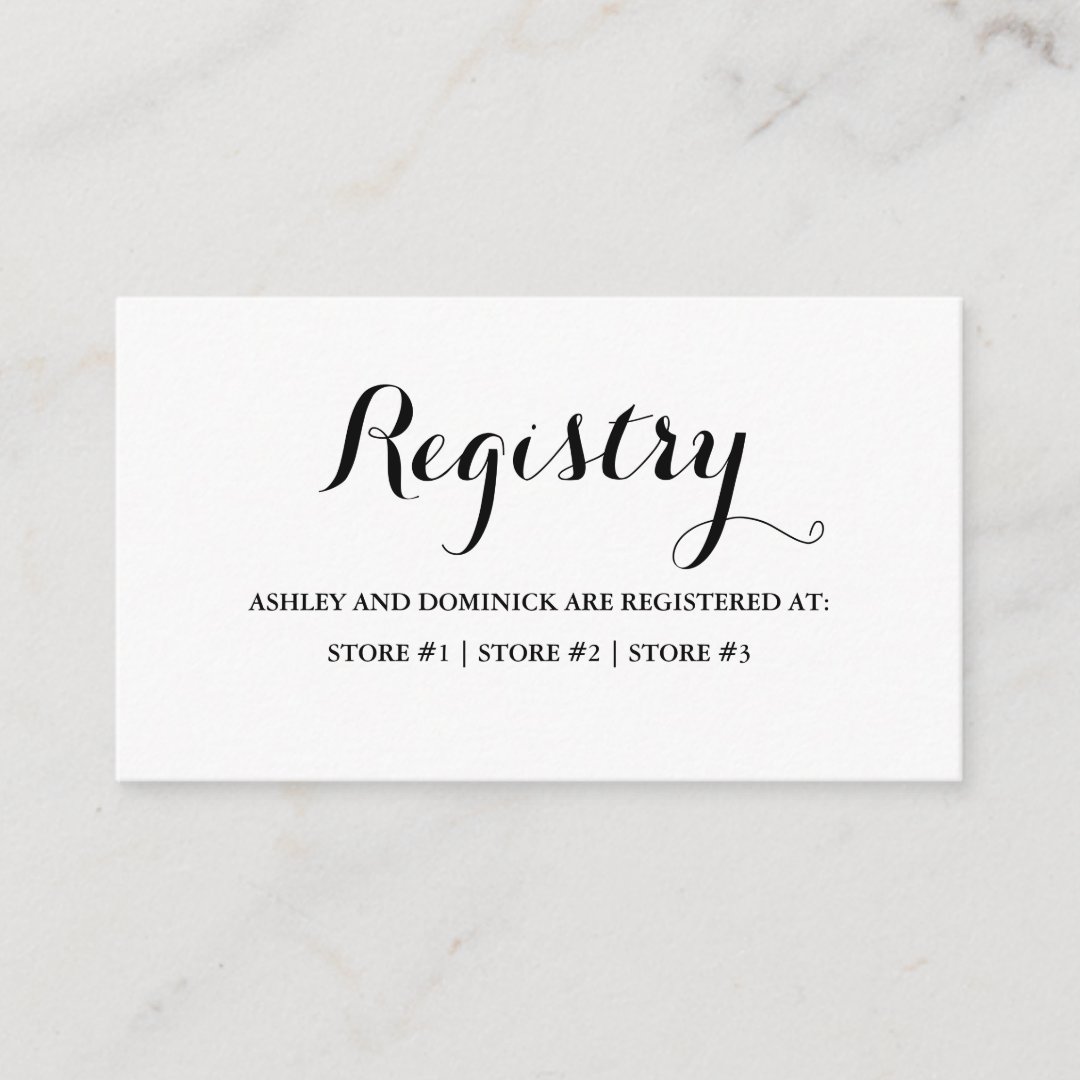 Simple Script Elegant Rustic Wedding Registry Enclosure Card | Zazzle