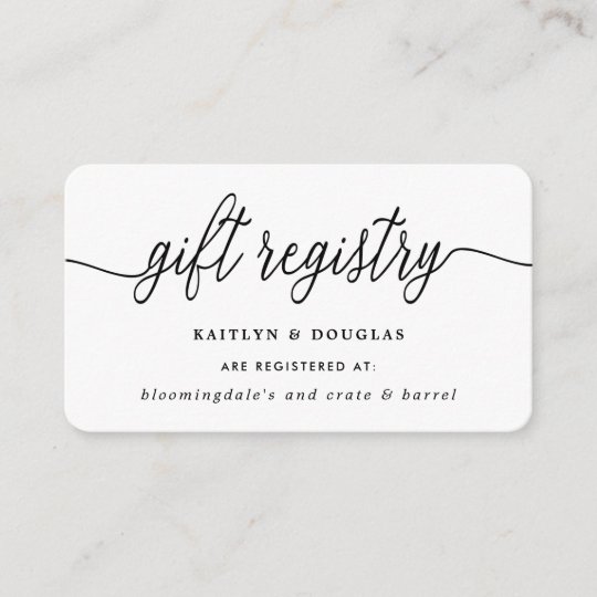 Simple Script Gift Registry Enclosure Card | Zazzle.com