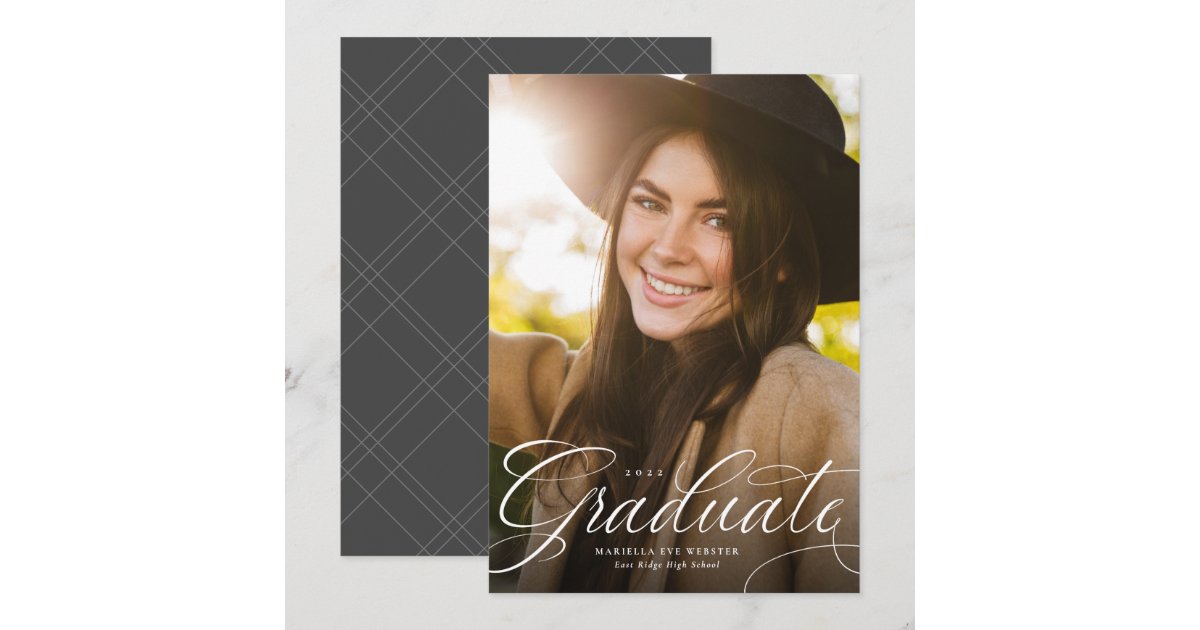 Simple script graduate vertical graduation announcement | Zazzle.com