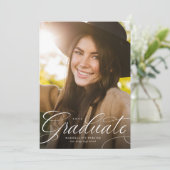 Simple script graduate vertical graduation announcement | Zazzle