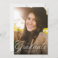 Simple script graduate vertical graduation announcement | Zazzle