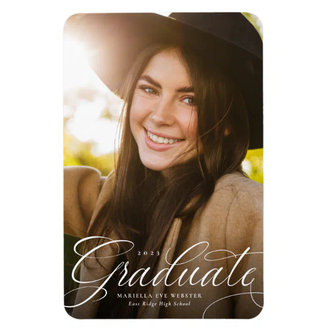 Simple script graduate vertical graduation magnet | Zazzle