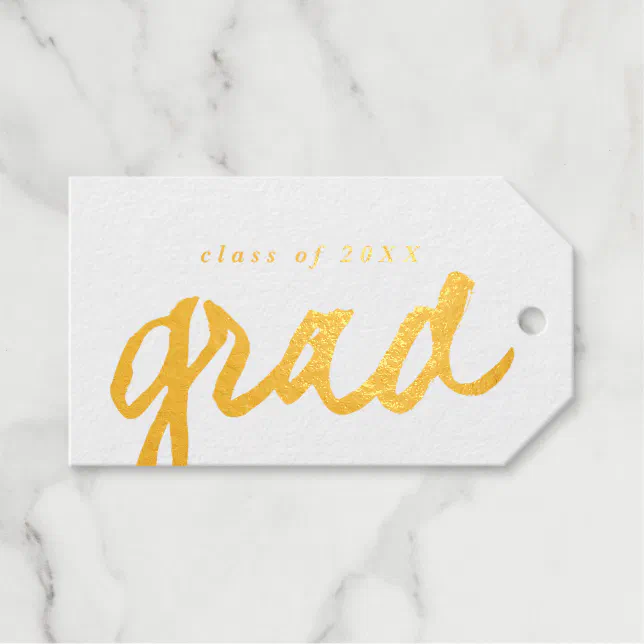 Simple script | Graduation Gold Foil Gift Tags | Zazzle