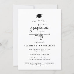Simple Script Graduation Invitation | Zazzle