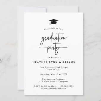 Simple Script Graduation Invitation | Zazzle