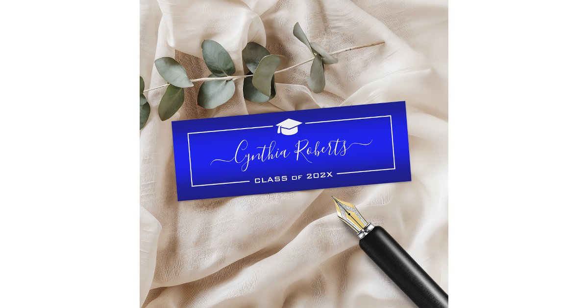 Simple Script Graduation Modern Blue Gradient Calling Card | Zazzle