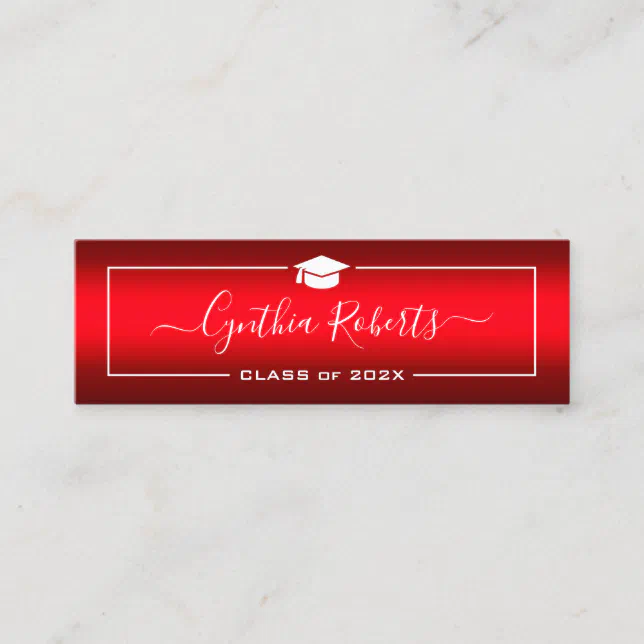 Simple Script Graduation Modern Red Gradient Calling Card | Zazzle