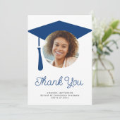 Simple script graduation PHOTO thank you card | Zazzle