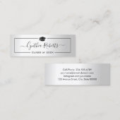 Simple Script Graduation Silver Metallic Look Mini Business Card | Zazzle
