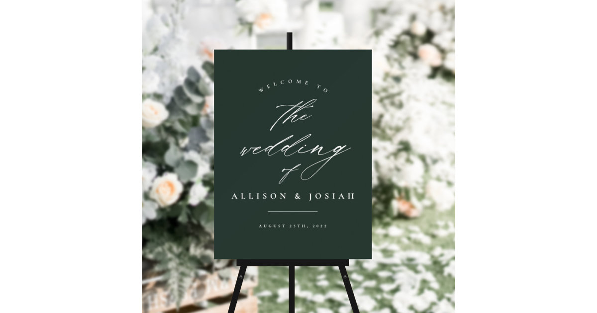 Simple Script Green Wedding Welcome Foam Board | Zazzle
