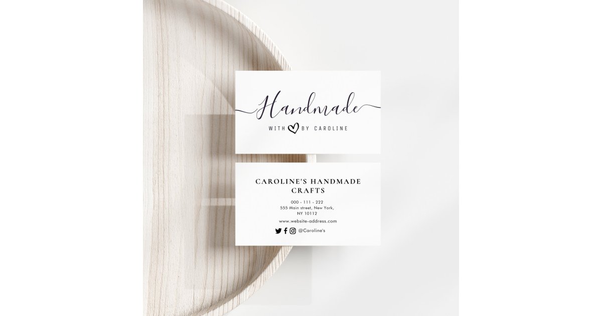 simple script Handmade business Business Card | Zazzle