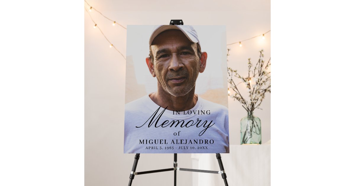 Simple Script In Loving Memory Photo Funeral Sign | Zazzle