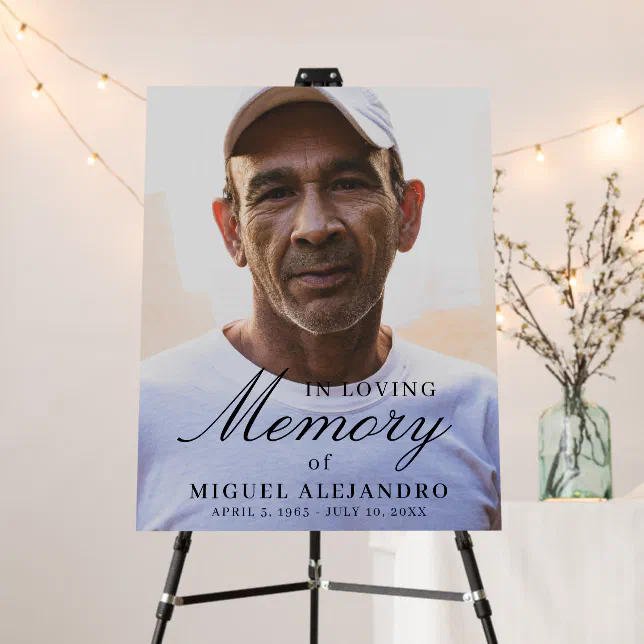 Simple Script In Loving Memory Photo Funeral Sign | Zazzle