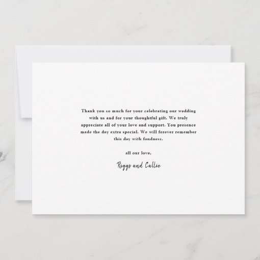 Simple Script Love and Thanks 3 Photo Wedding Thank You Card | Zazzle