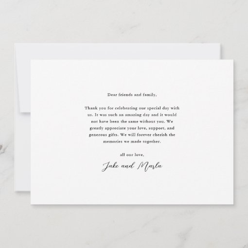 Simple Script Love and Thanks Photo Wedding Thank You Card | Zazzle