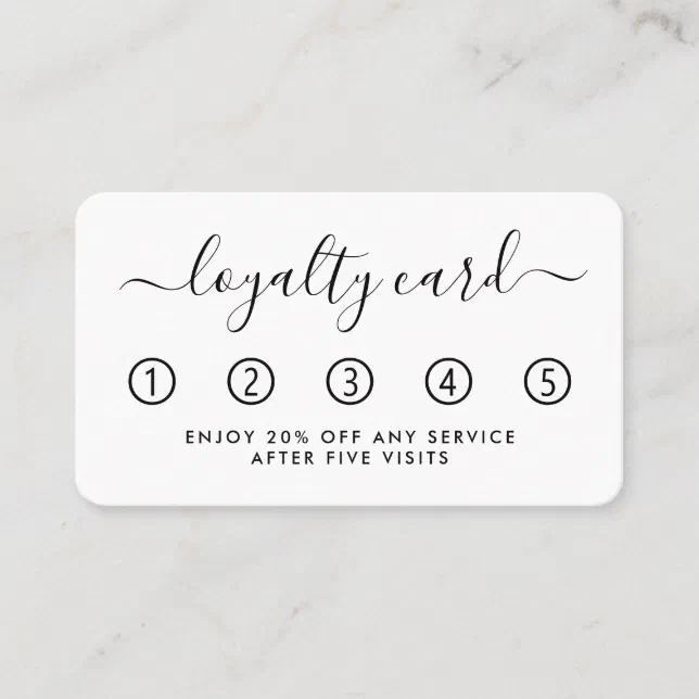Simple Script Loyalty Card - Black & White | Zazzle