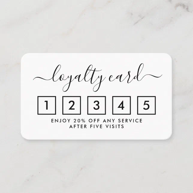 Simple Script Loyalty Card - Black & White | Zazzle