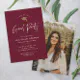 Simple Script Maroon Photo Graduation Party Invitation | Zazzle