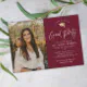 Simple Script Maroon Photo Graduation Party Invitation | Zazzle