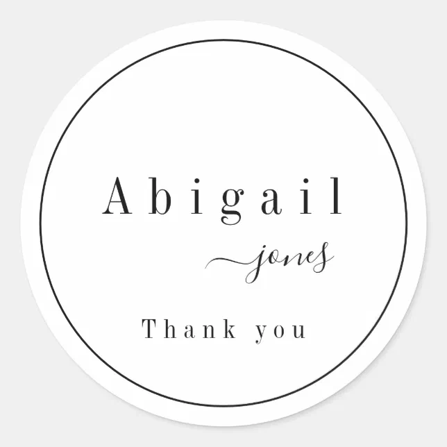 Simple Script Modern Luxury thank you Classic Round Sticker | Zazzle