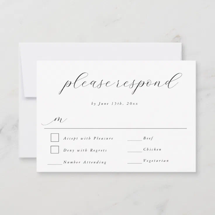 Simple Script Modern Wedding RSVP Response Card | Zazzle