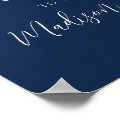 Simple Script Navy Wedding Welcome Poster | Zazzle