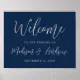 Simple Script Navy Wedding Welcome Poster | Zazzle
