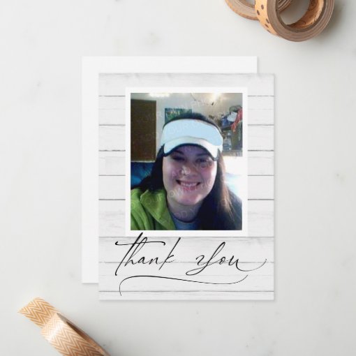 Simple Script One Photo Thank You Card | Zazzle
