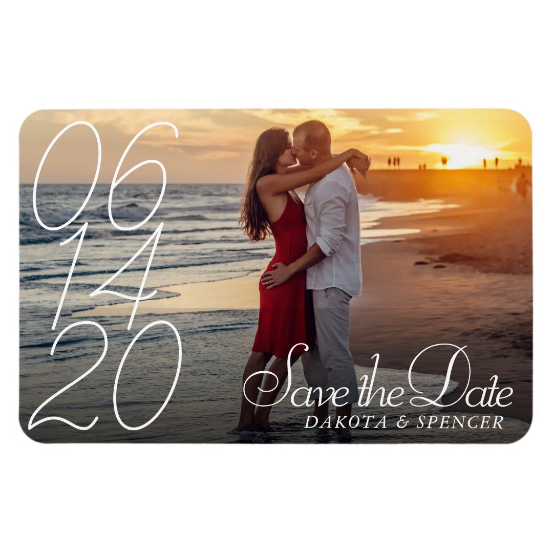 Simple Script Overlay | Modern Photo Save the Date Magnet | Zazzle