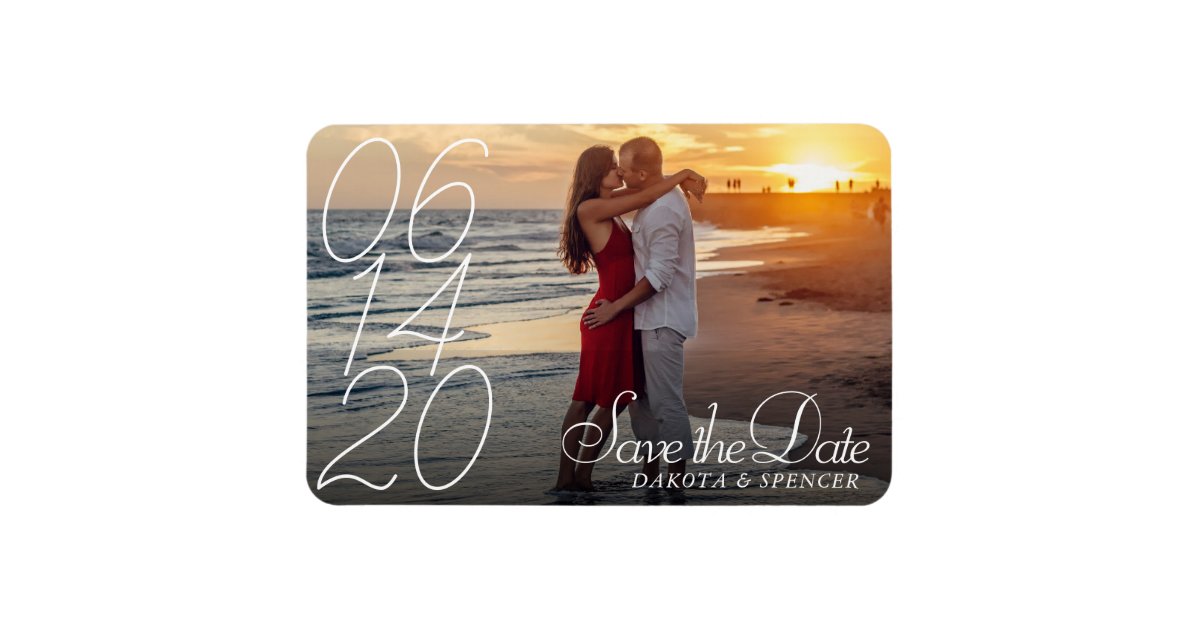 Simple Script Overlay | Modern Photo Save the Date Magnet | Zazzle