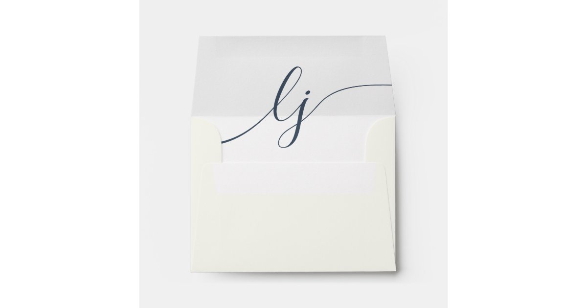 Simple Script Personalized Stationery Ivory Navy Envelope | Zazzle